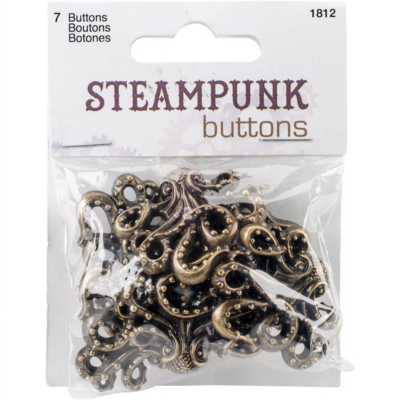 Steampunk Buttons-Antique Gold Octopus 7/Pkg - Walmart.com