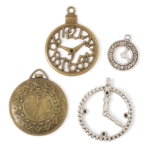 Steampunk Charms: Clock Charm Pack in Antique Gold & Silver - Walmart.com