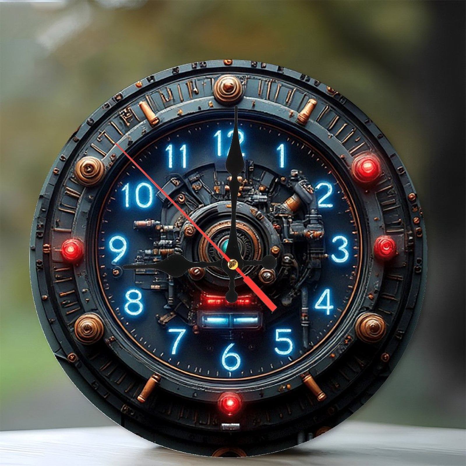 Steampunk Clock Face Digital Watch Wallpaper 10-Inch Silent Wooden Wall ...