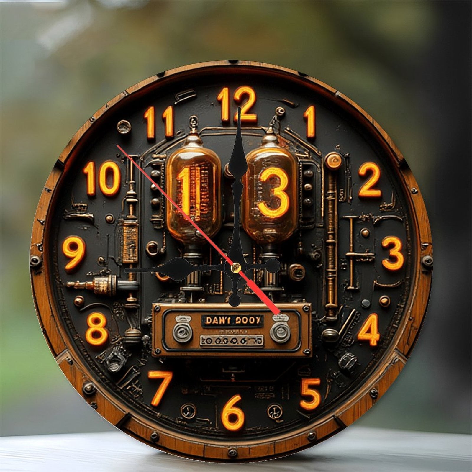 Steampunk Clock Nixie Tube Wall Clock Vintage Design 10-Inch Silent ...
