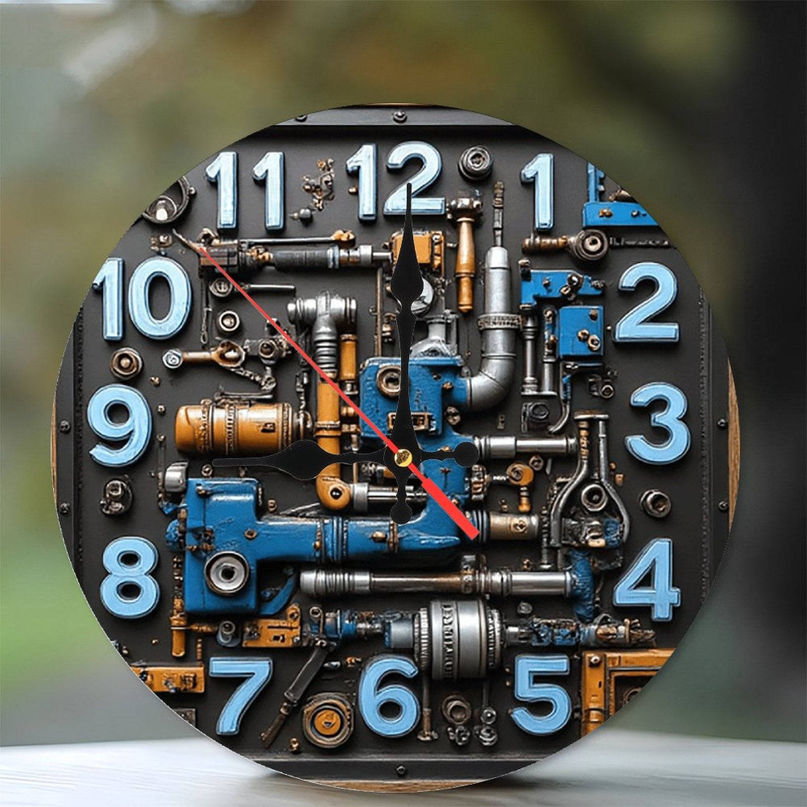Steampunk Clock Unique Design Wall Clock 10-Inch Silent Wooden Wall ...