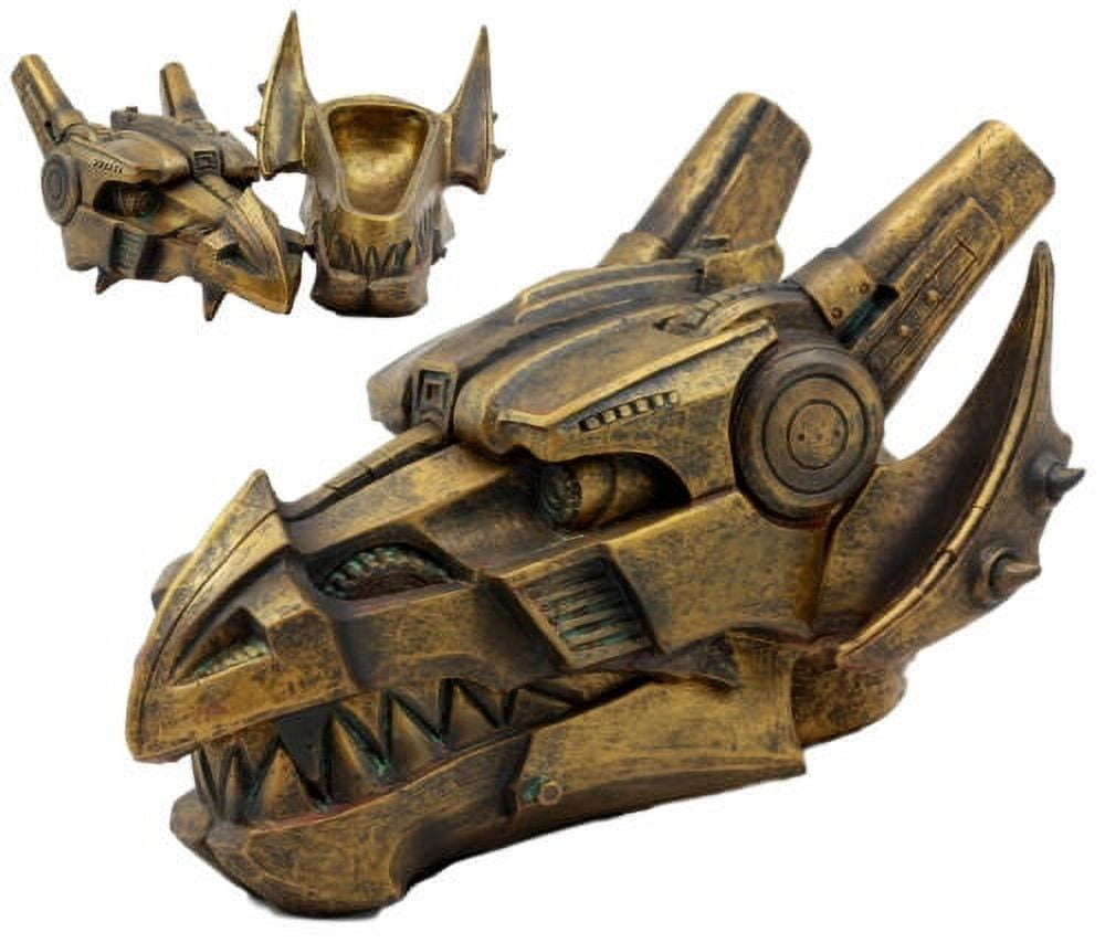 Steampunk Cyborg Dragon Head Jewelry Box Figurine 9.5"L Cyber Robot ...