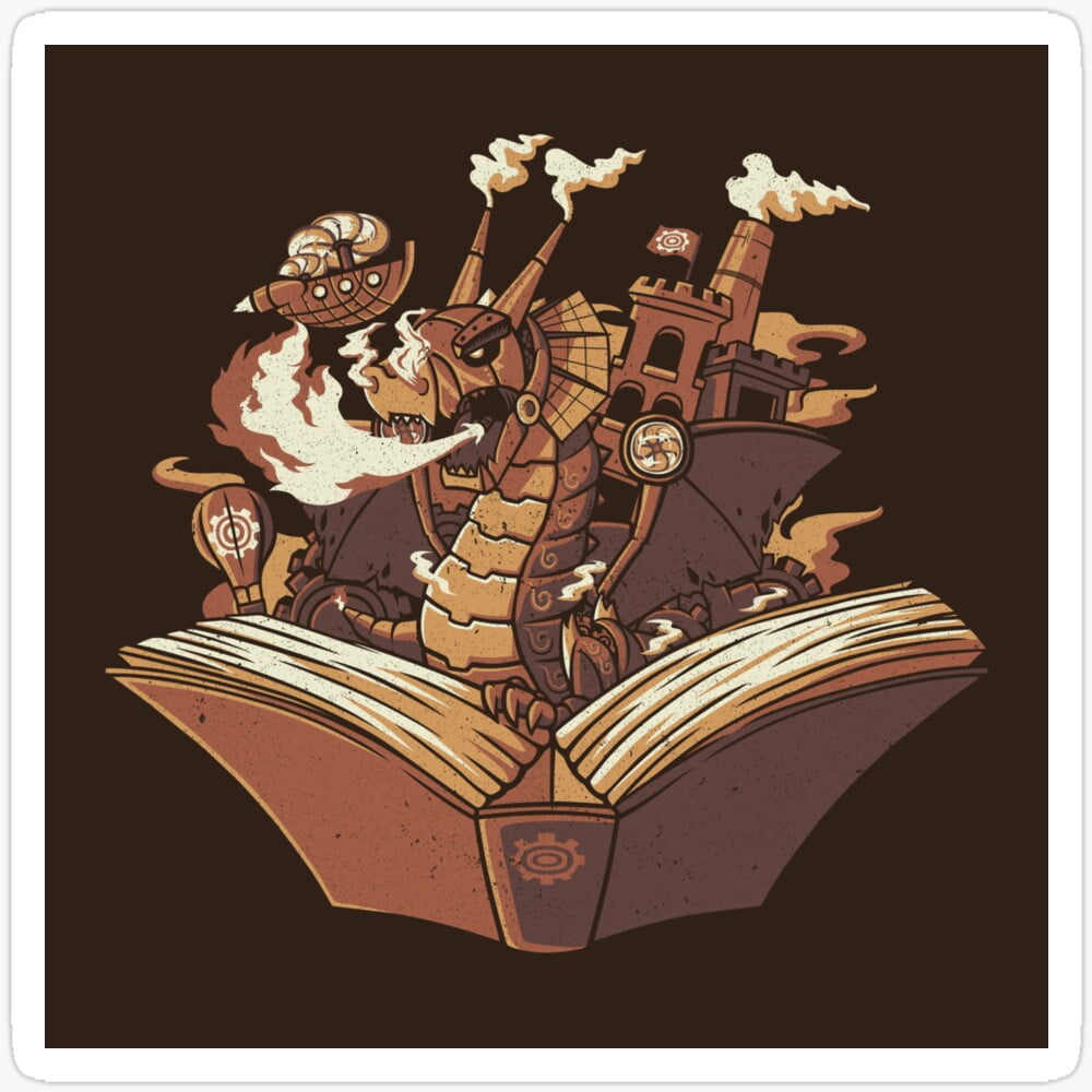 Steampunk Dragon Sticker Phone Decal Water Bottle Stickers Car Decals ...