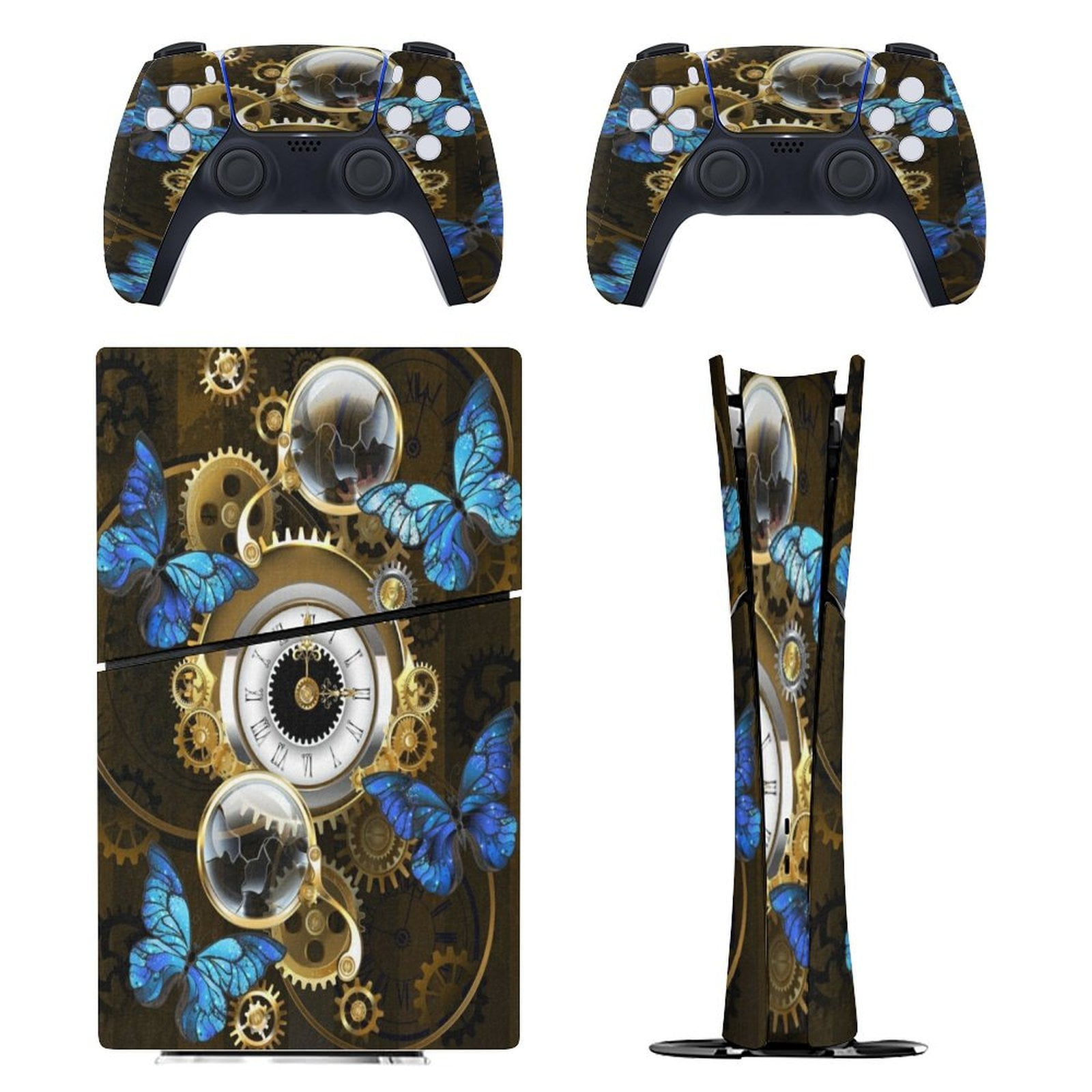 Steampunk Gears And Blue Butterflies PS5/PS5 Pro/PS5 Slim Digital Disc Skin Sticker For Console ...