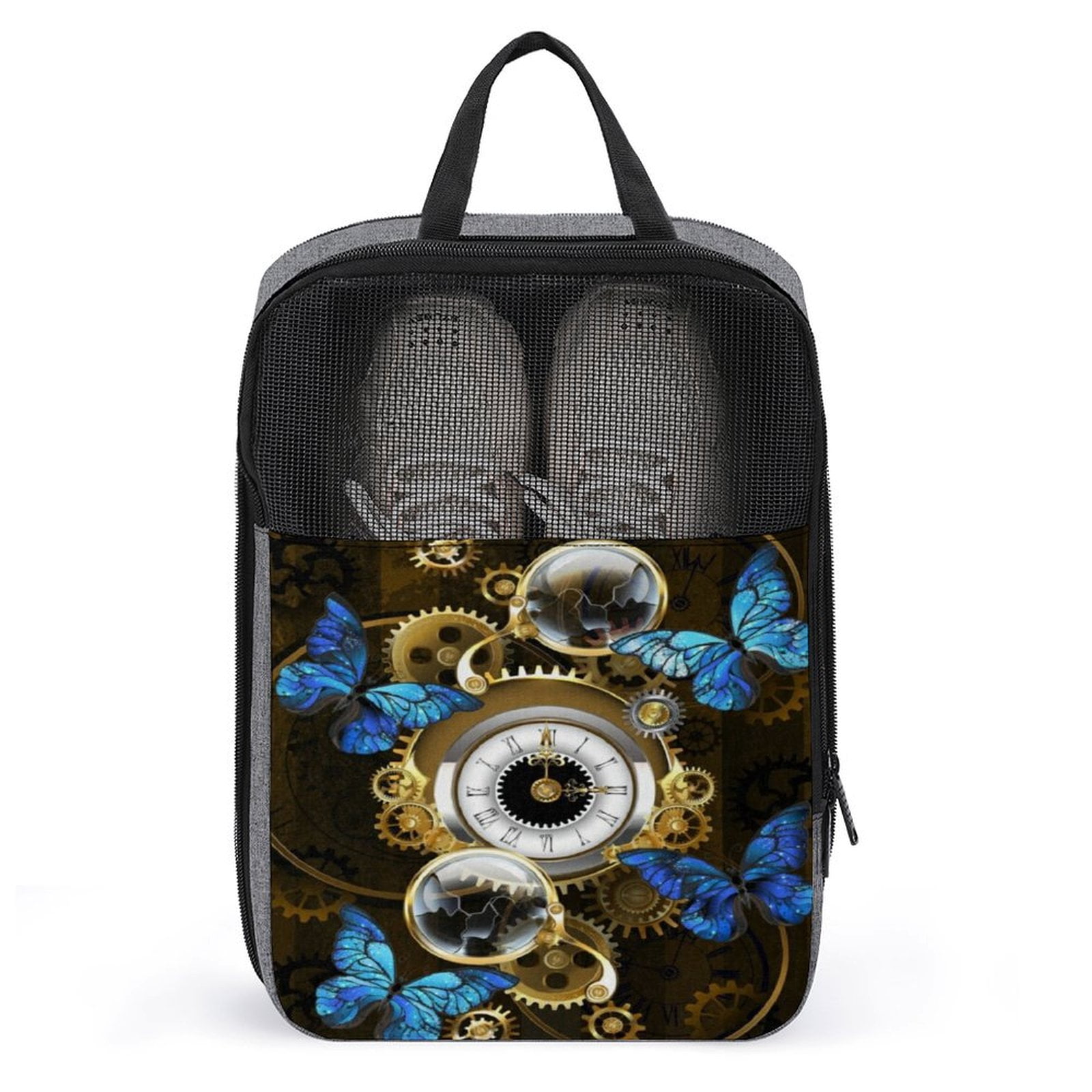 Steampunk Gears And Blue Butterflies Shoe Bags Shoe Organizer Shoe ...