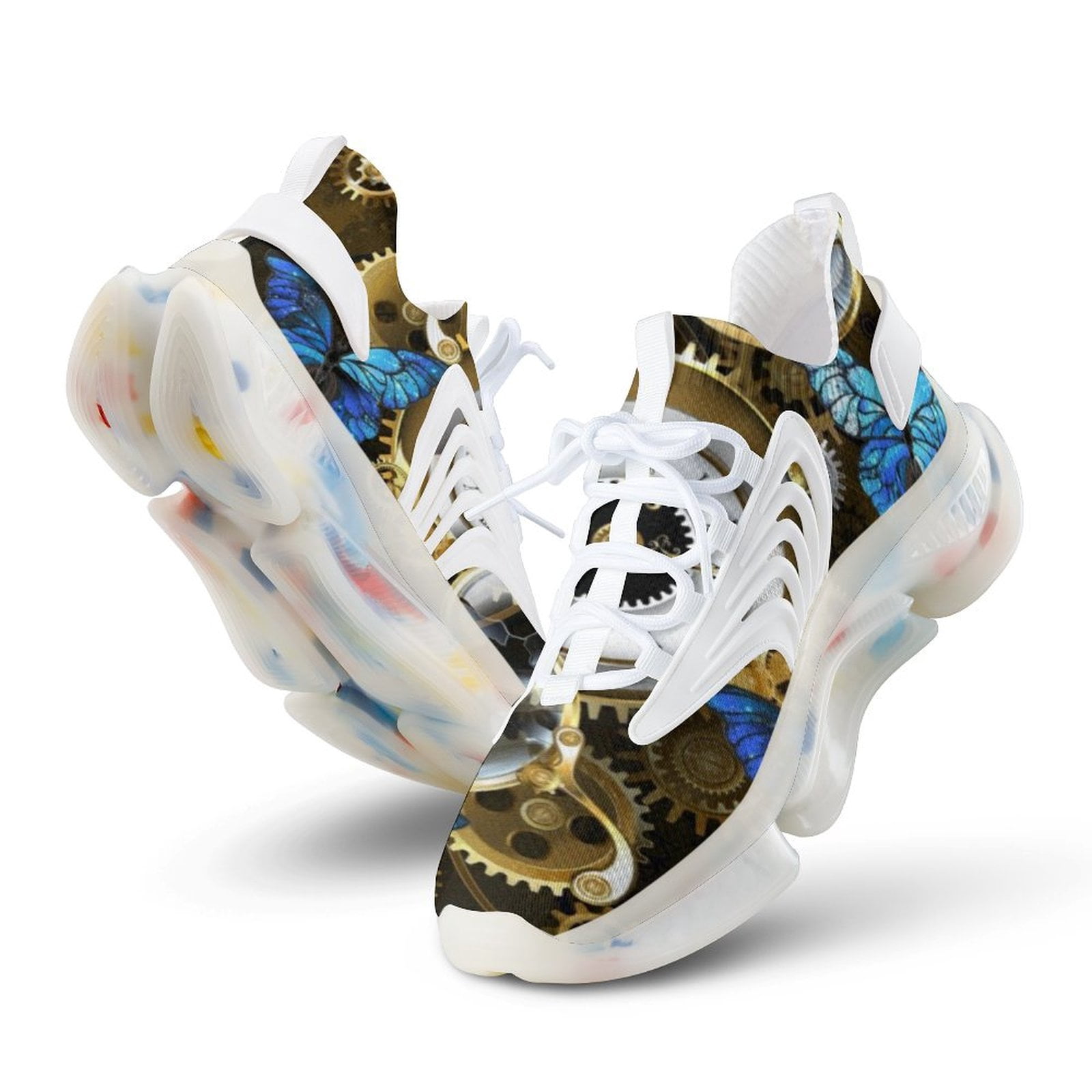 Steampunk Gears And Blue Butterflies Walking Shoes for Men Woman ...