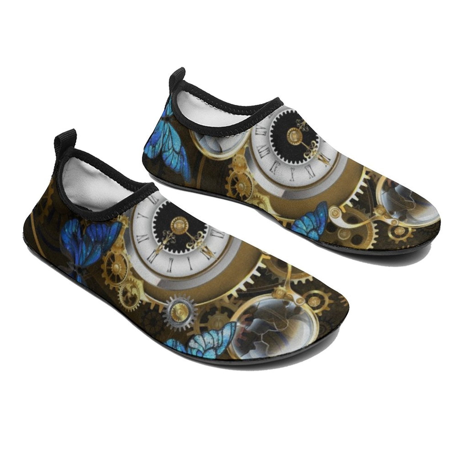Steampunk Gears And Blue Butterflies Water Shoes Beach Slip-on Shoes ...