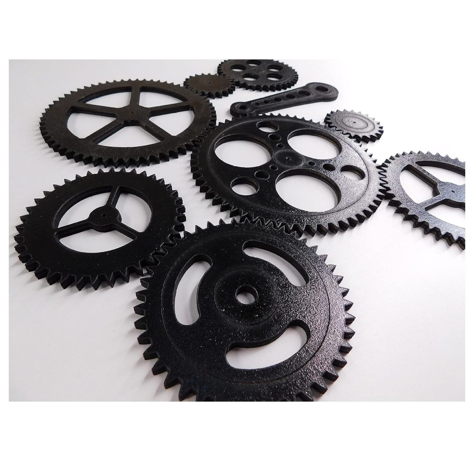 Steampunk Gears Wall Decor - Eight Gears, Two Push Rods - 10 Pieces ...