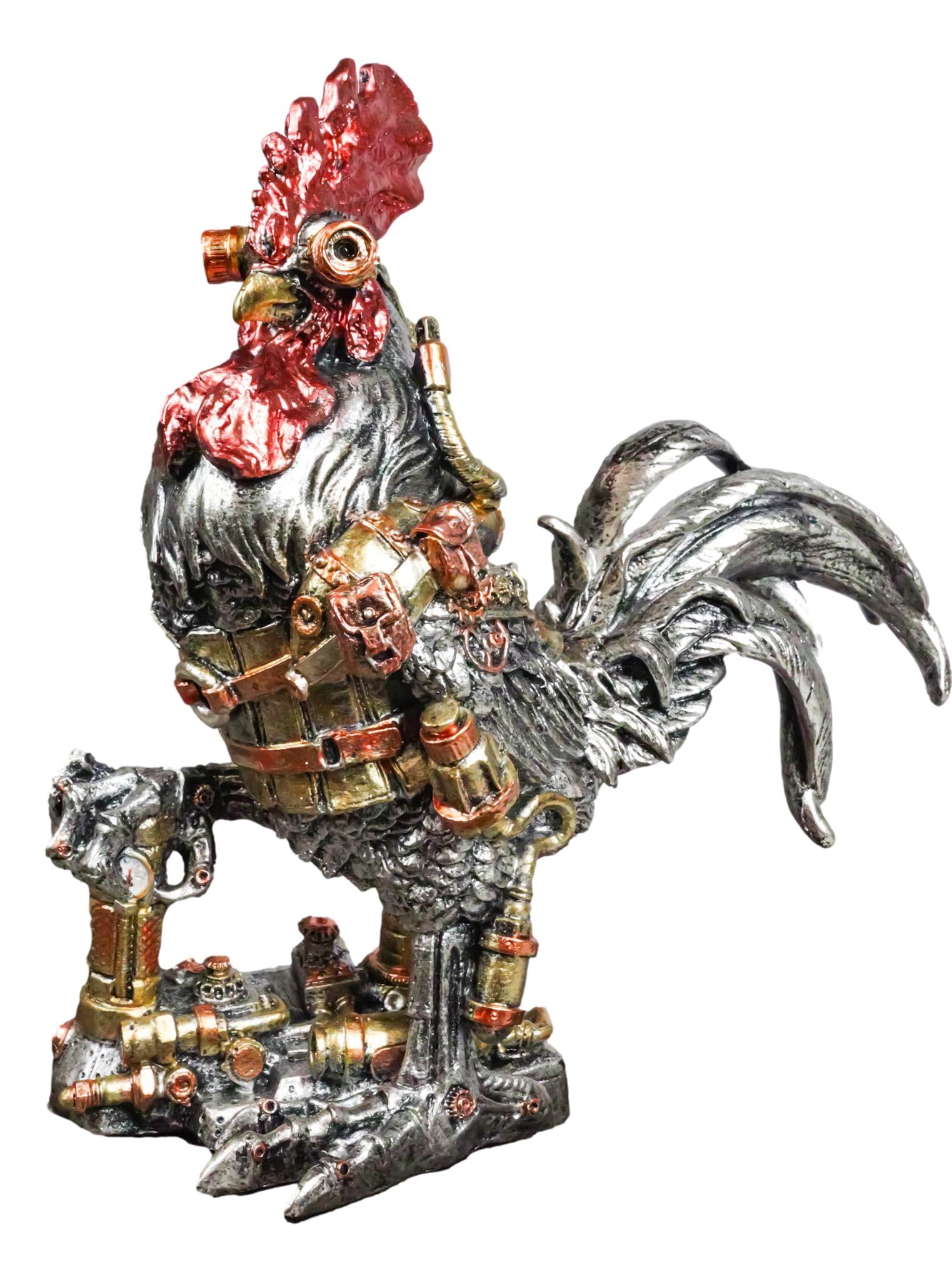 Steampunk Gearwork Robotic Cyborg Rooster Chicken In Battle Armor ...