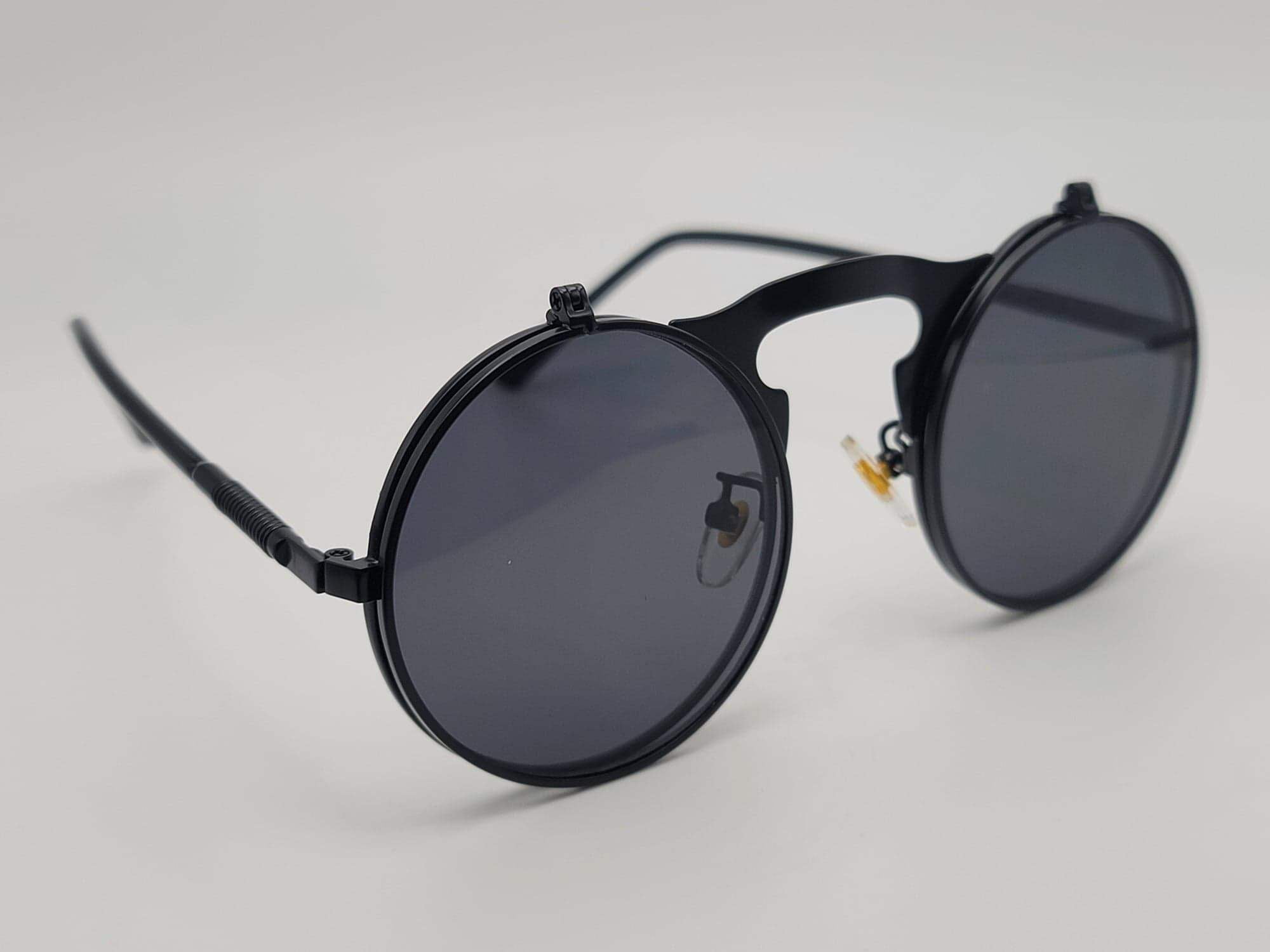 Steampunk Goggles Glasses Round Sunglasses Emo Retro Vintage Flip Up ...