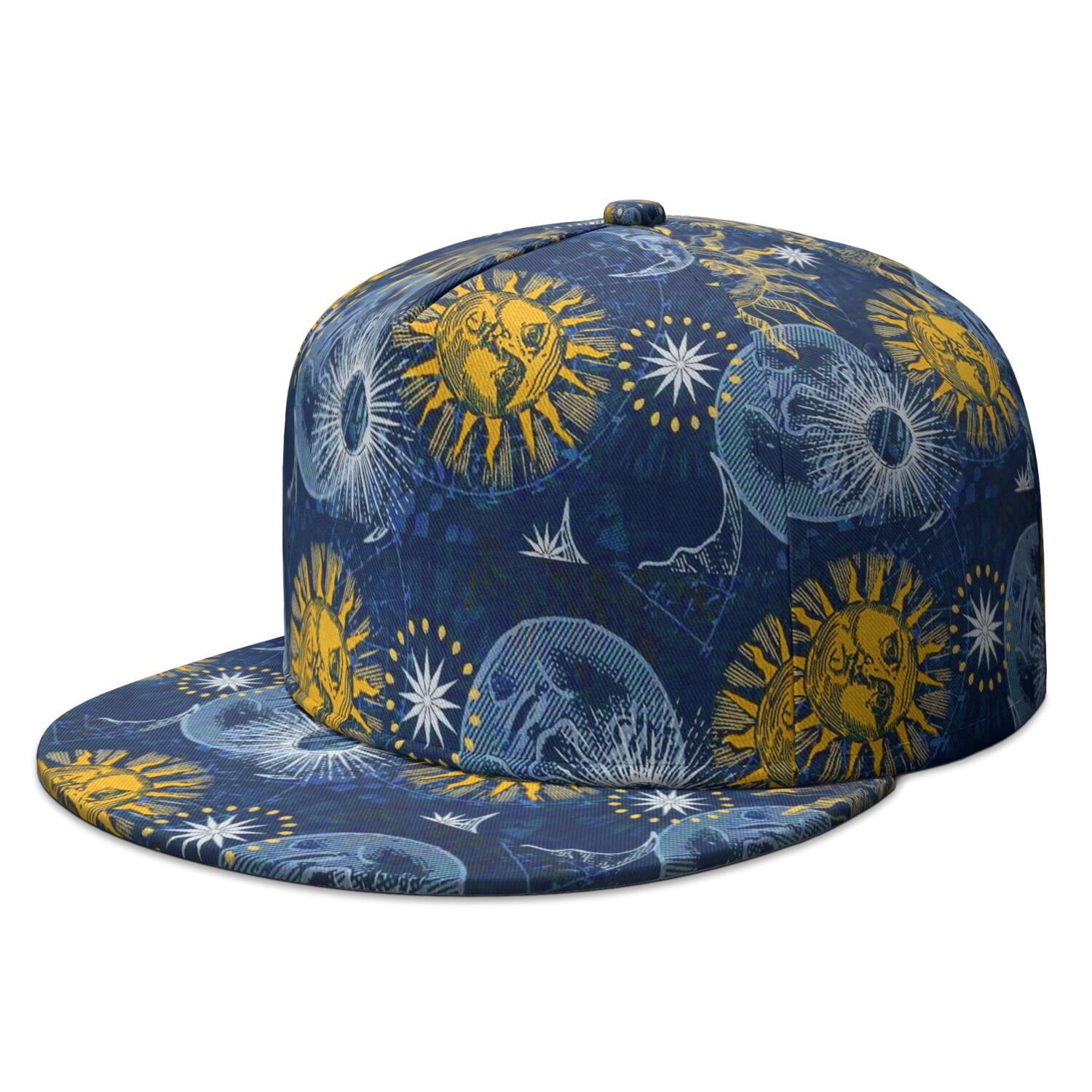 Steampunk Gothic Flat Brim Snapback Cap - Adjustable Urban Style Hat with Starry Night Cosmic ...