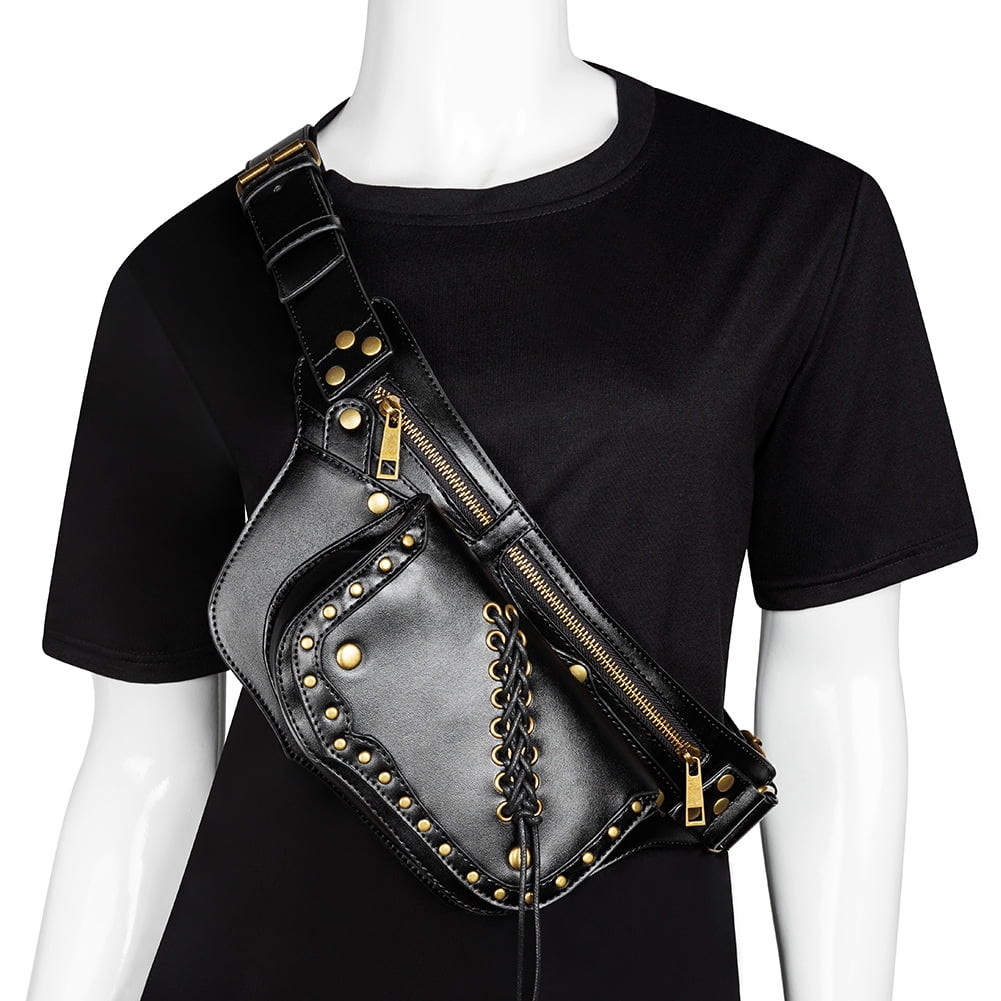 Steampunk Gothic Waist Bag Fanny Pack Medieval Vintage PU Hip Belt ...