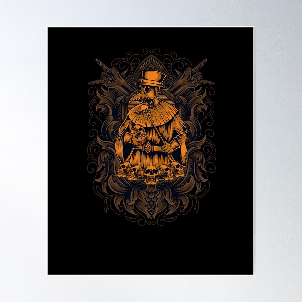 Steampunk Horror Vintage Tarot Pestilence Plague Doctor Poster Wall Art ...