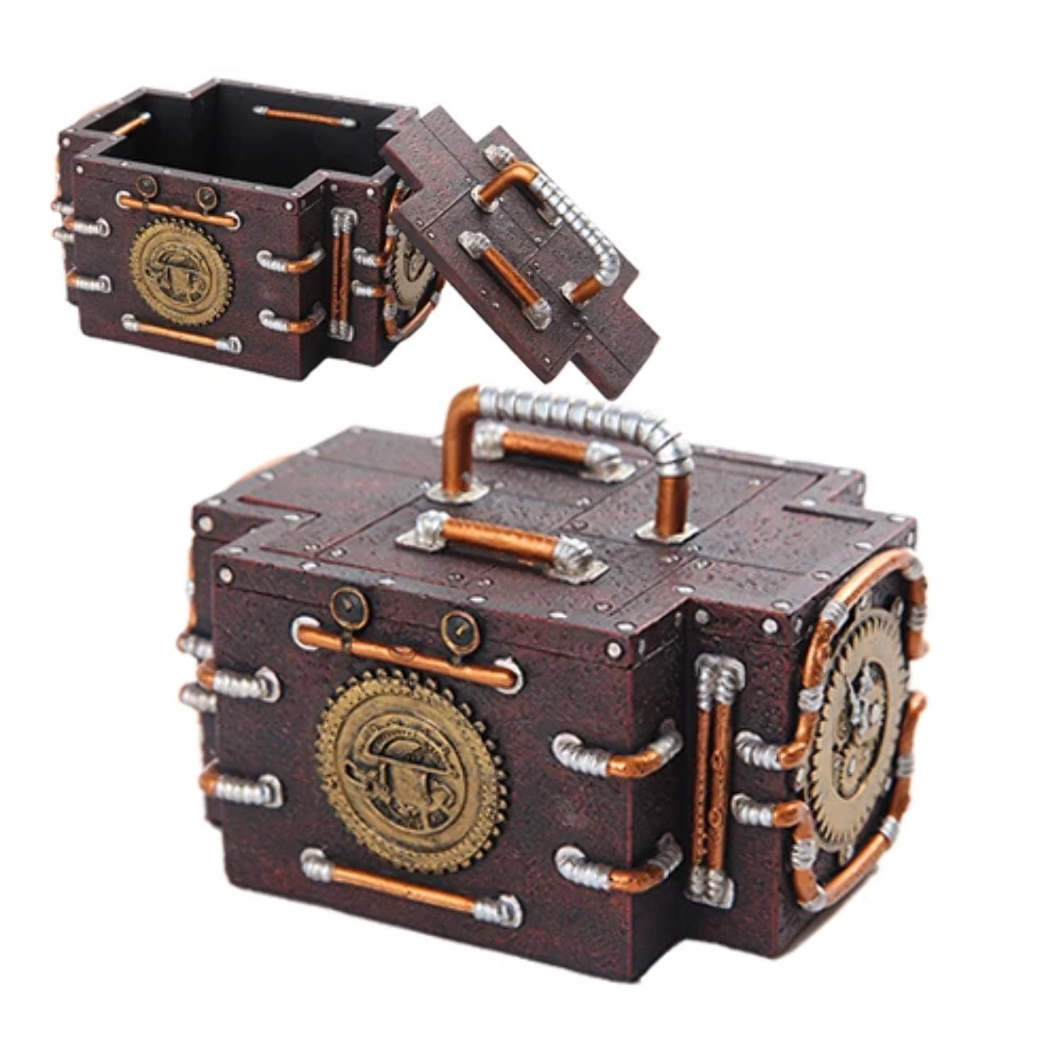 Steampunk Inspired Mechanical Gauge Box with Lid Statue Figurine ...