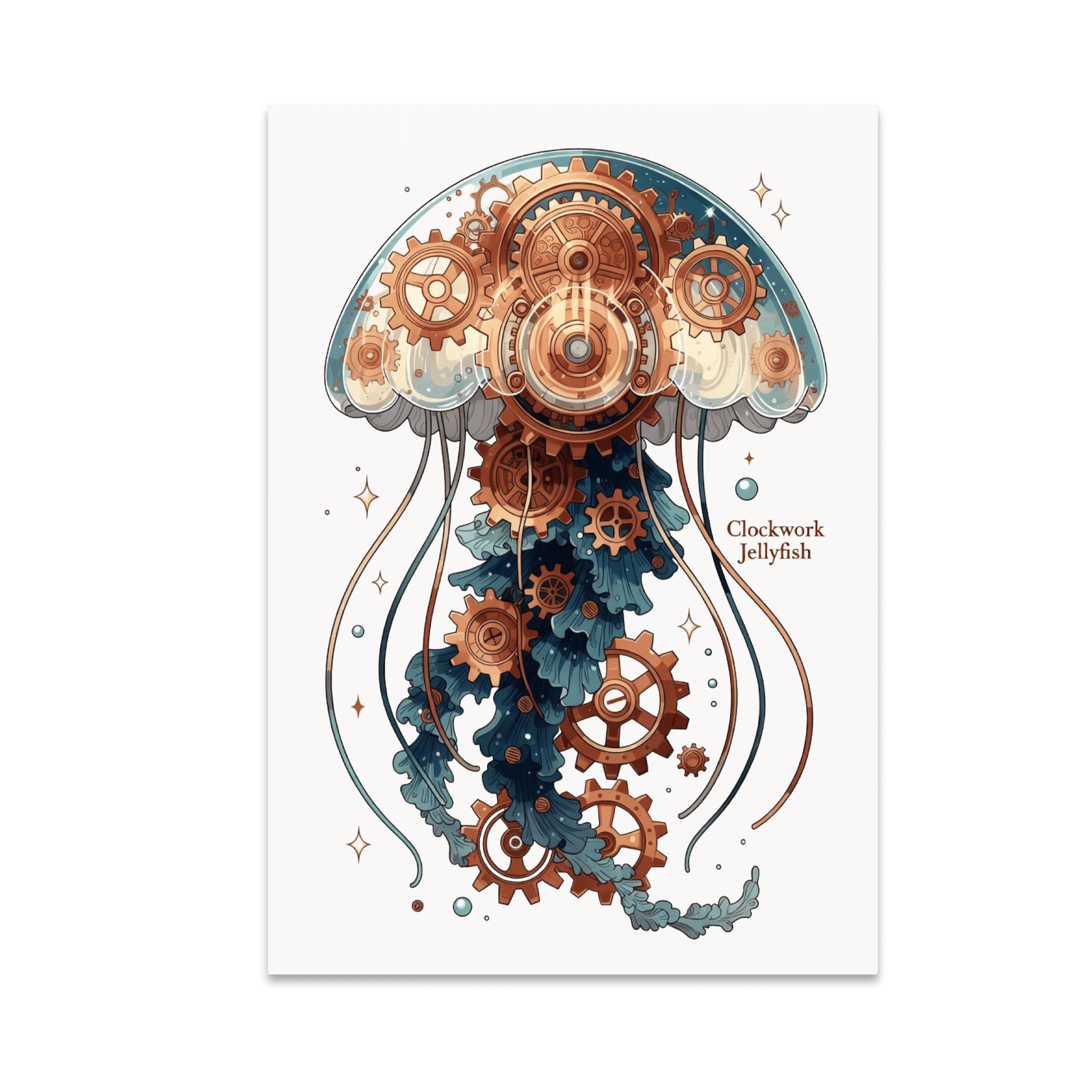 Steampunk Jellyfish Art - Ocean Fantasy Decor - 13x19 Poster Print ...