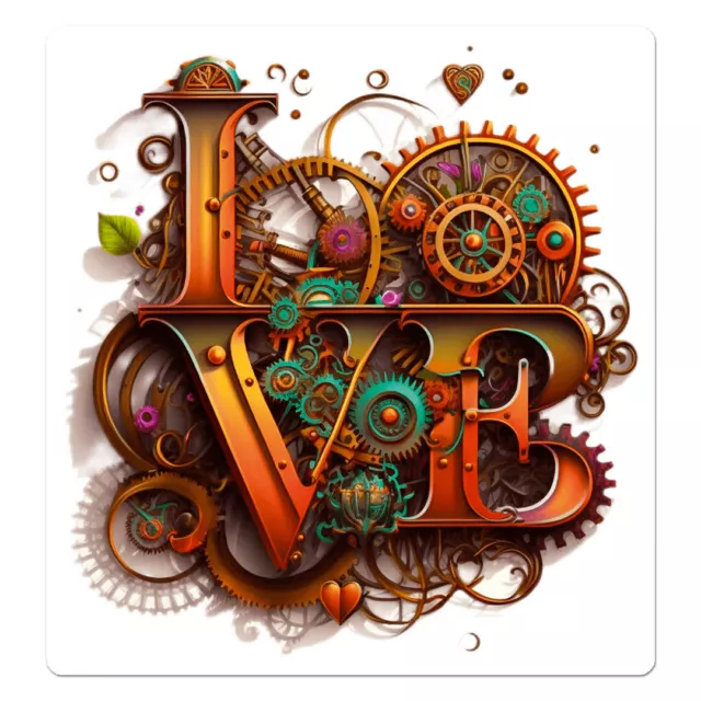 Steampunk Love Gears Sticker Phone Decal Water Bottle Stickers Car ...