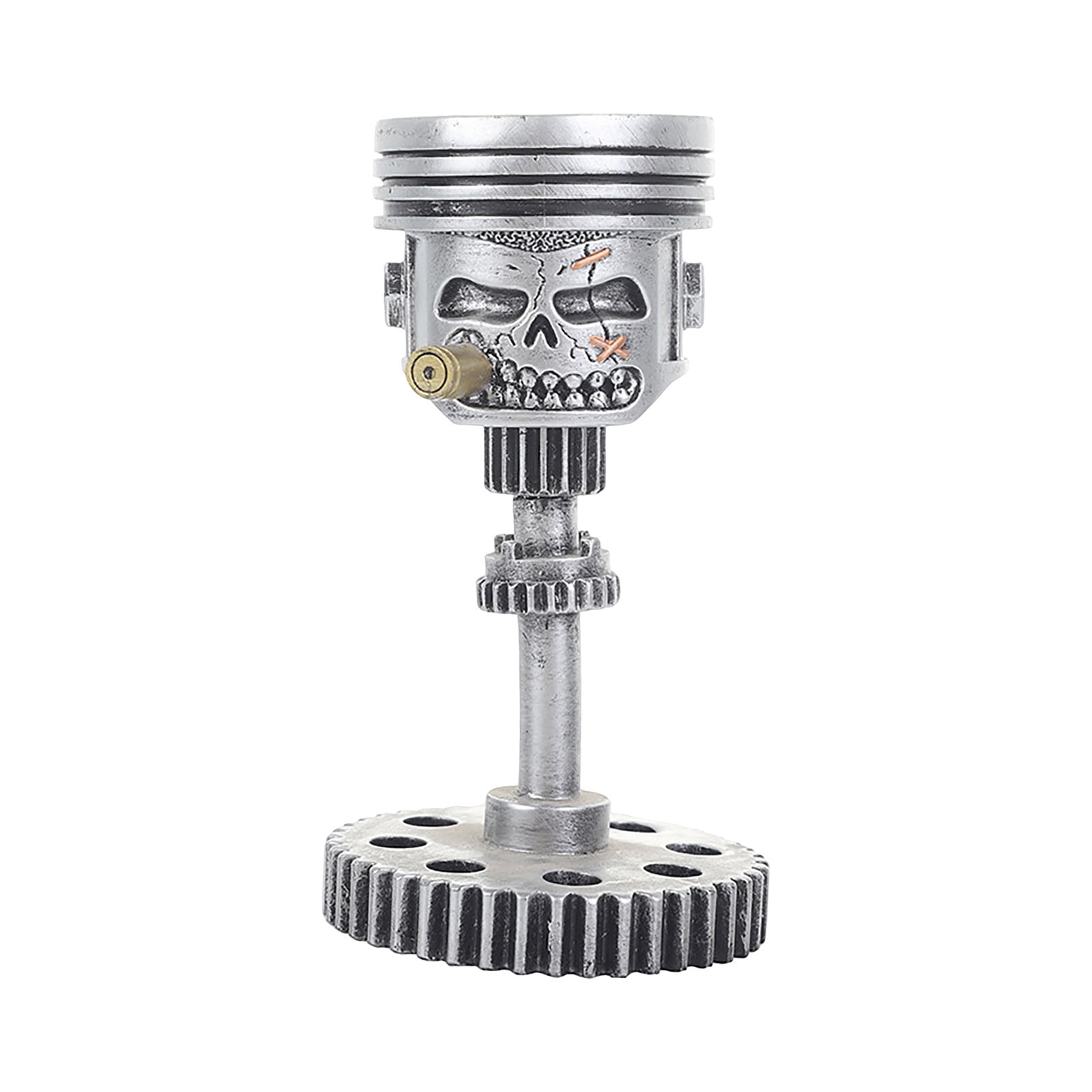 Steampunk Mechanical Gear Piston Skull Sculpture - Handcrafted Resin ...