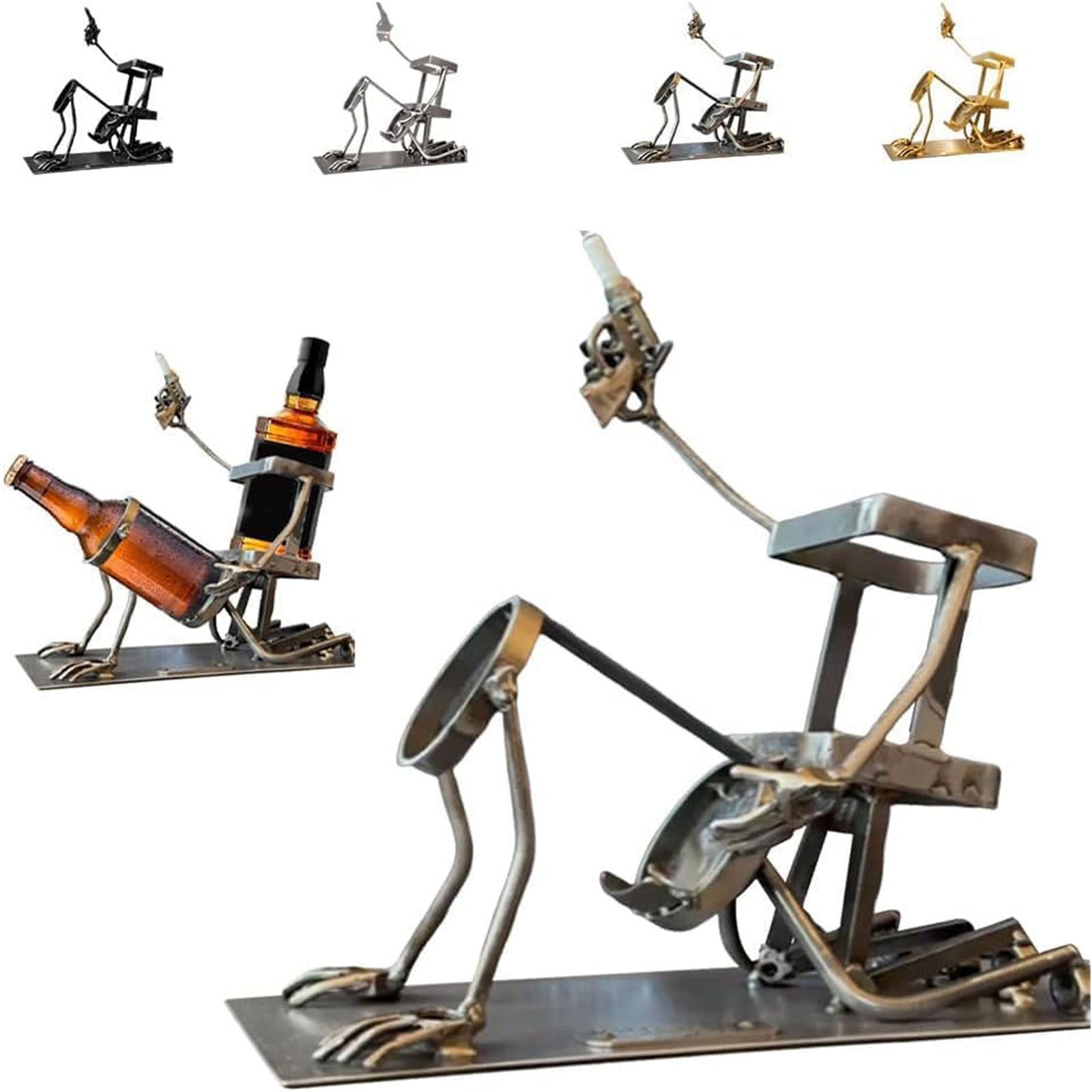Steampunk Metal Wine Bottle Stand,Unique Whiskey & Beer Display Holder ...