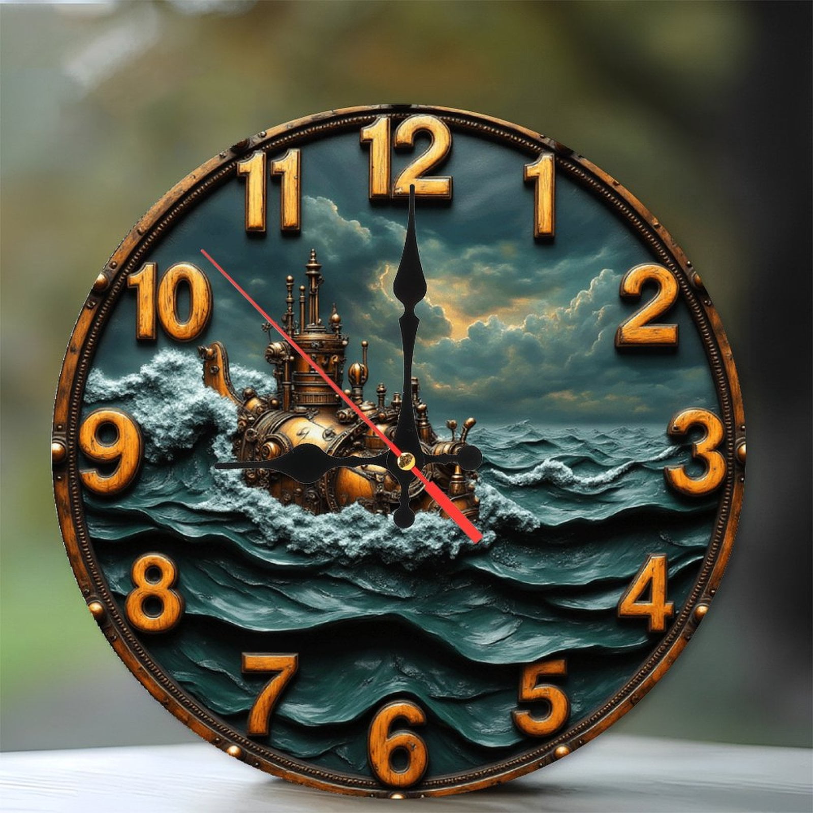 Steampunk Nautical Wall Clock with Intricate Design 10-Inch Silent ...