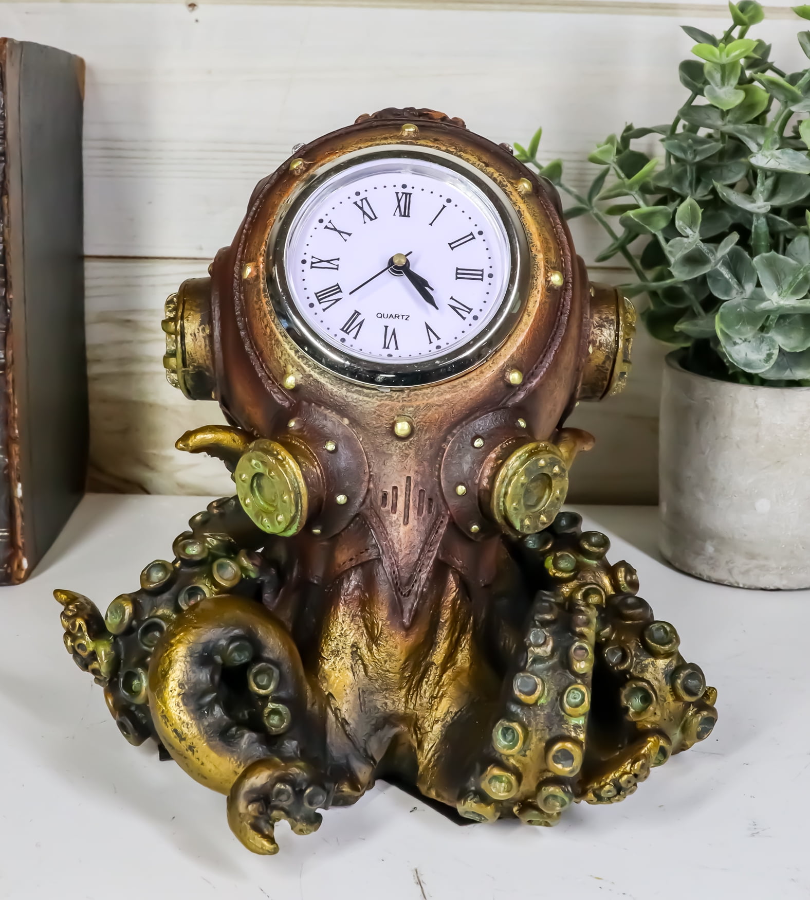Steampunk Octopus Kraken Fighter With Tentacles Spores Table Clock ...