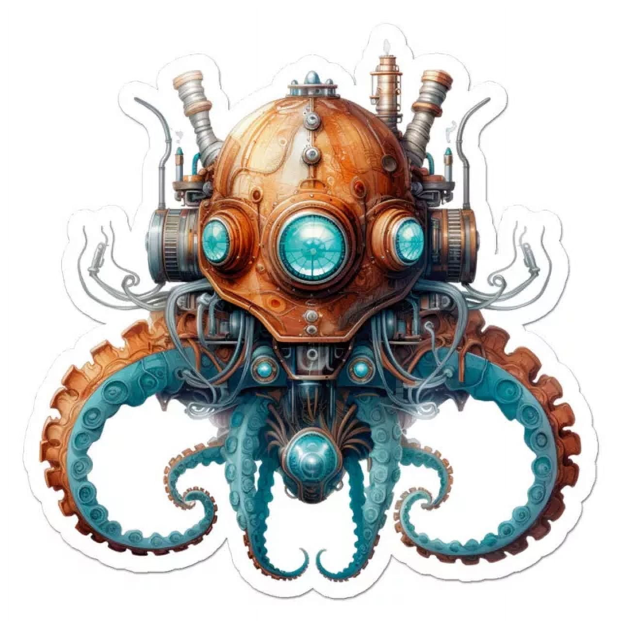 Steampunk Octopus Sub Sticker Indoor Outdoor Phone Decal Water Bottle ...