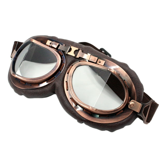 Steampunk Padded Motorcycle Goggles Adjustable Strap Costume Brown ...
