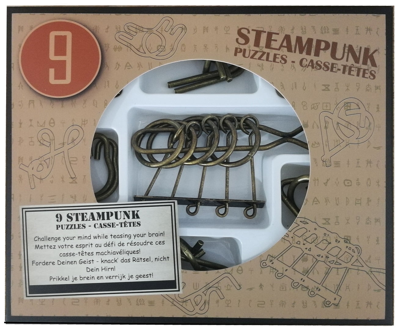 Steampunk Puzzles Set Brown Box - 9 Disentanglement Metal Puzzles ...