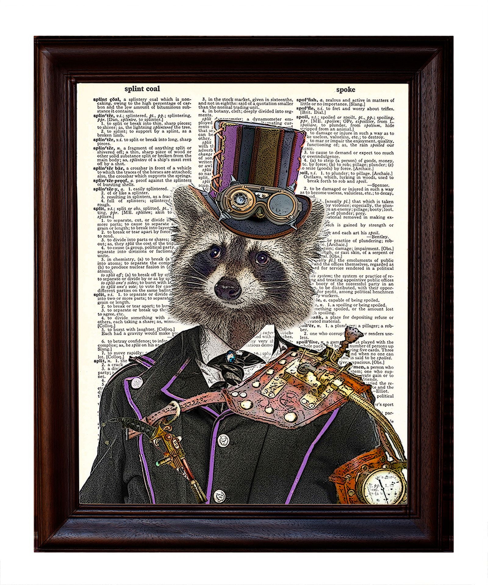 Steampunk Raccoon - Dictionary Art Print Printed On Authentic Vintage ...