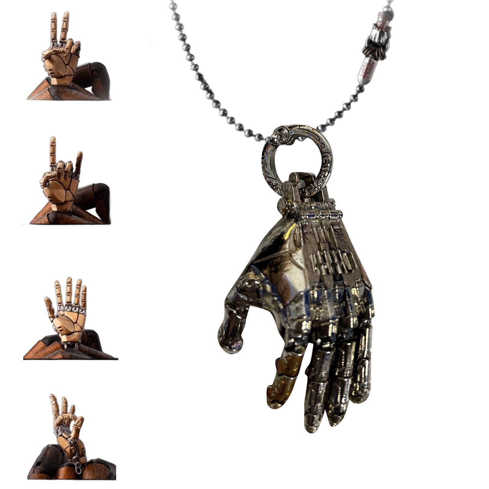 Steampunk Robot Hand Pendant - Articulated Mechanical Finger Necklace ...