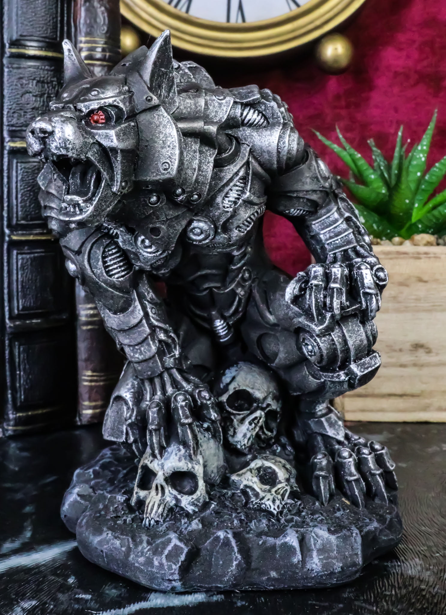 Steampunk Robotic Werewolf Crushing Skull Statue Lycan Cyborg Wolf ...