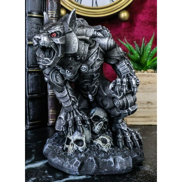 Steampunk Robotic Werewolf Crushing Skull Statue Lycan Cyborg Wolf ...