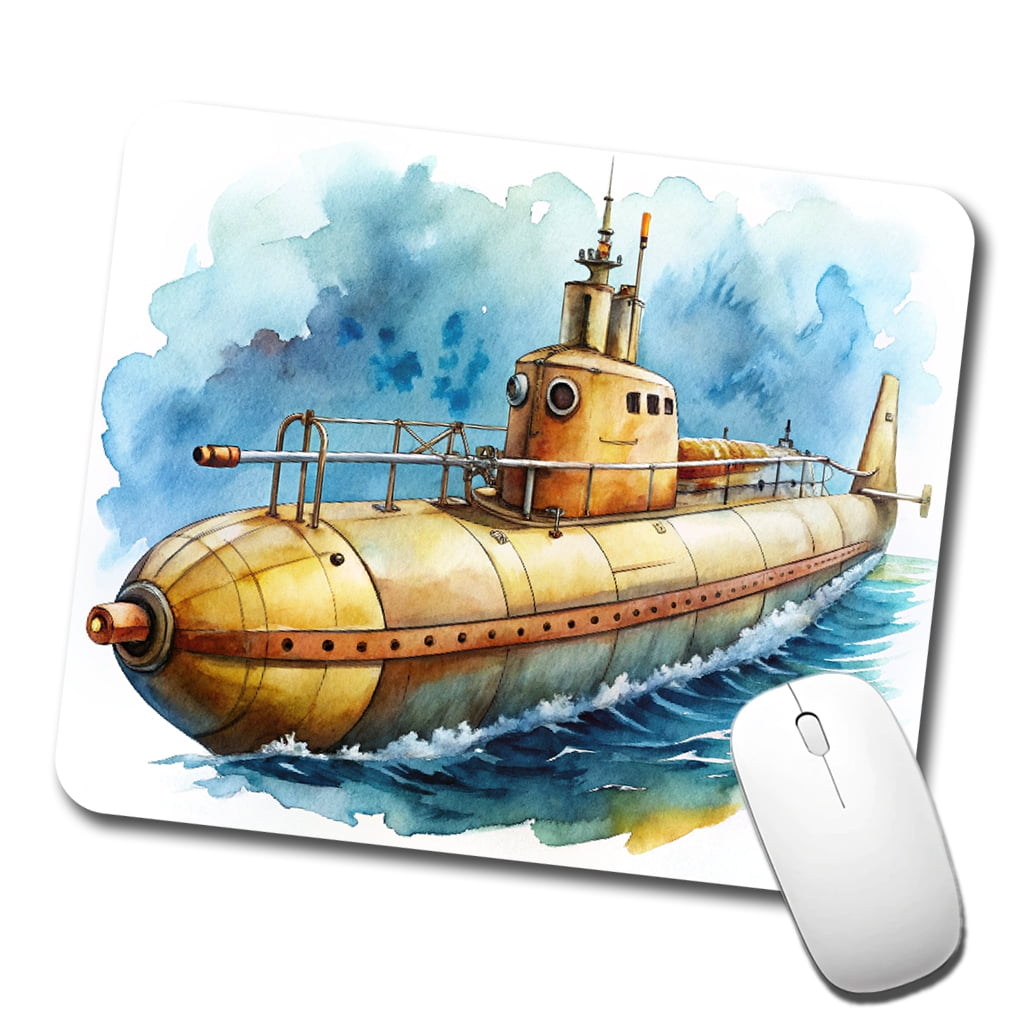Steampunk Sci-fi Fantasy Retro Submarine Watercolor Mouse Pad Low ...
