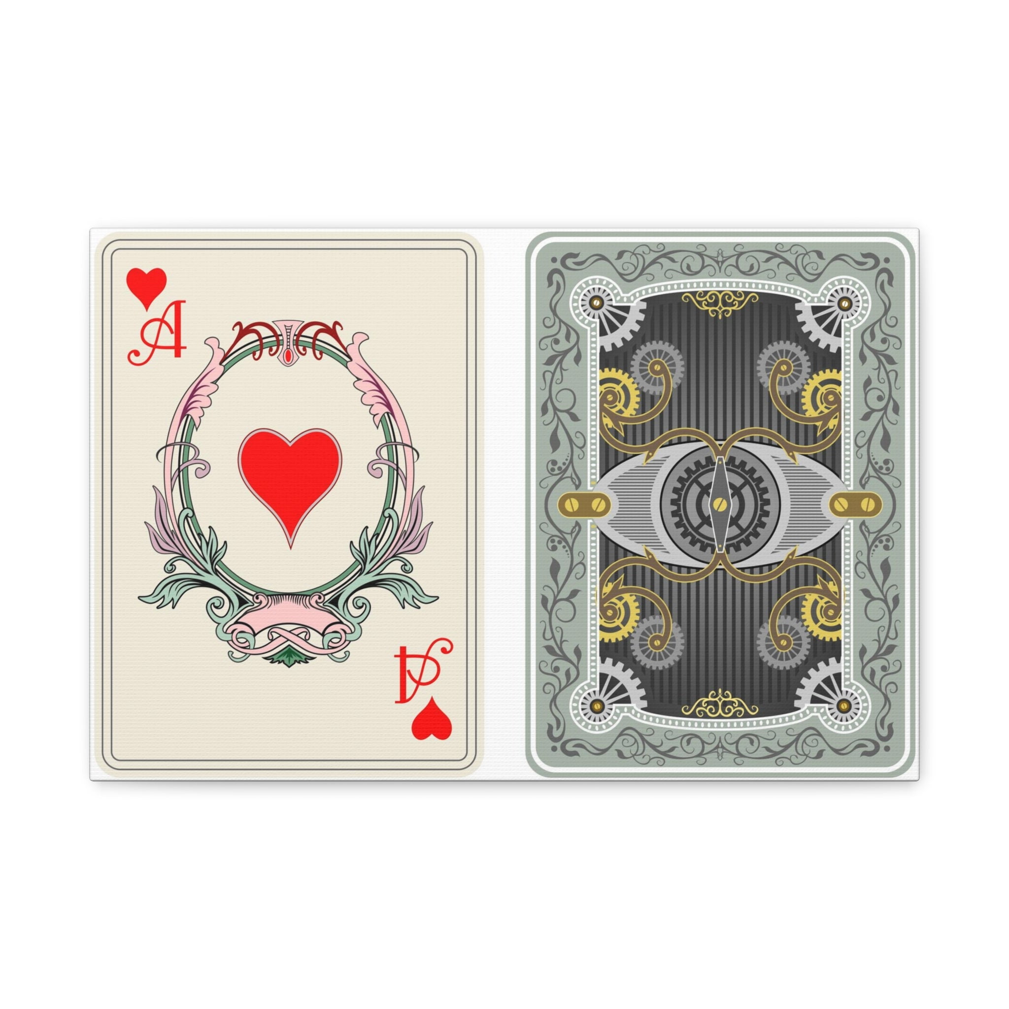 Steampunk Style Ace Of Hearts Playing Card Canvas Wall Art for Home ...