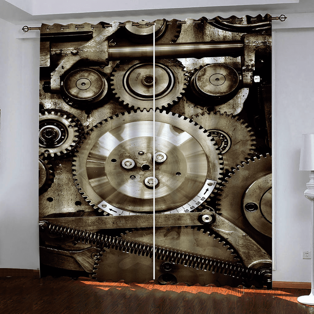 Steampunk Style Clock Retro Curtain Panel for Retro Game Curtain Living ...