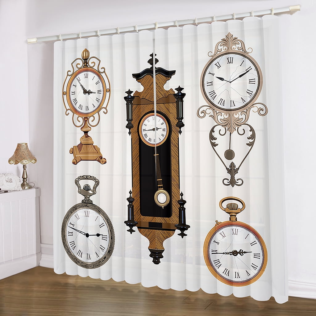 Steampunk Style Clock Retro Curtain Panel for Retro Game Curtain Living ...