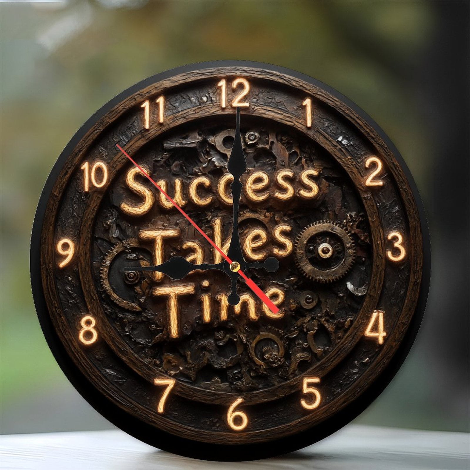 Steampunk Style Clock Success Takes Time Wall Decor 10-Inch Silent ...