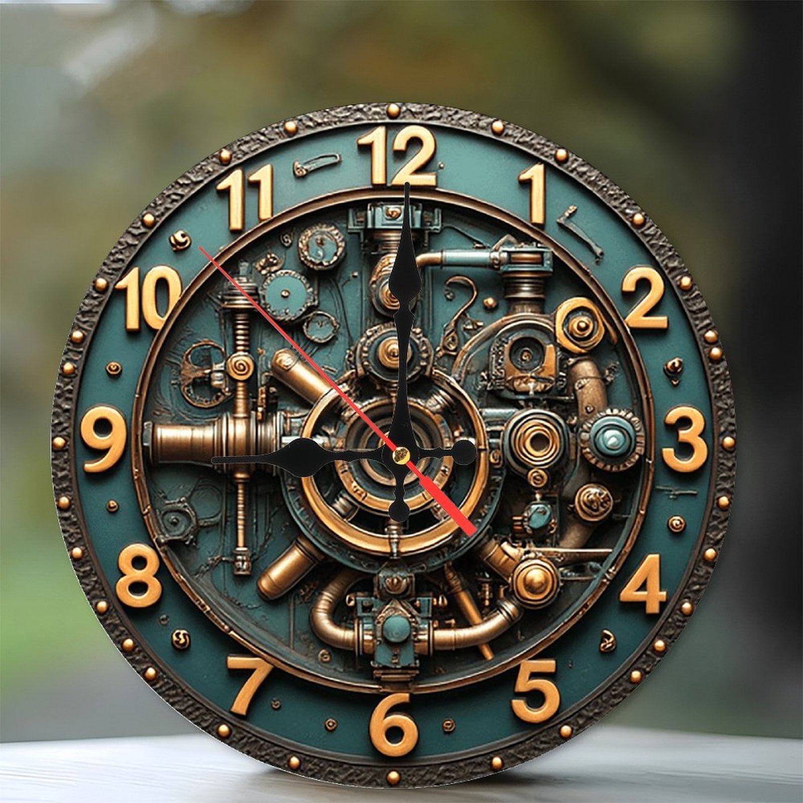 Steampunk Style Clock Wall Clock Mechanical Gear Clock 10-Inch Silent ...