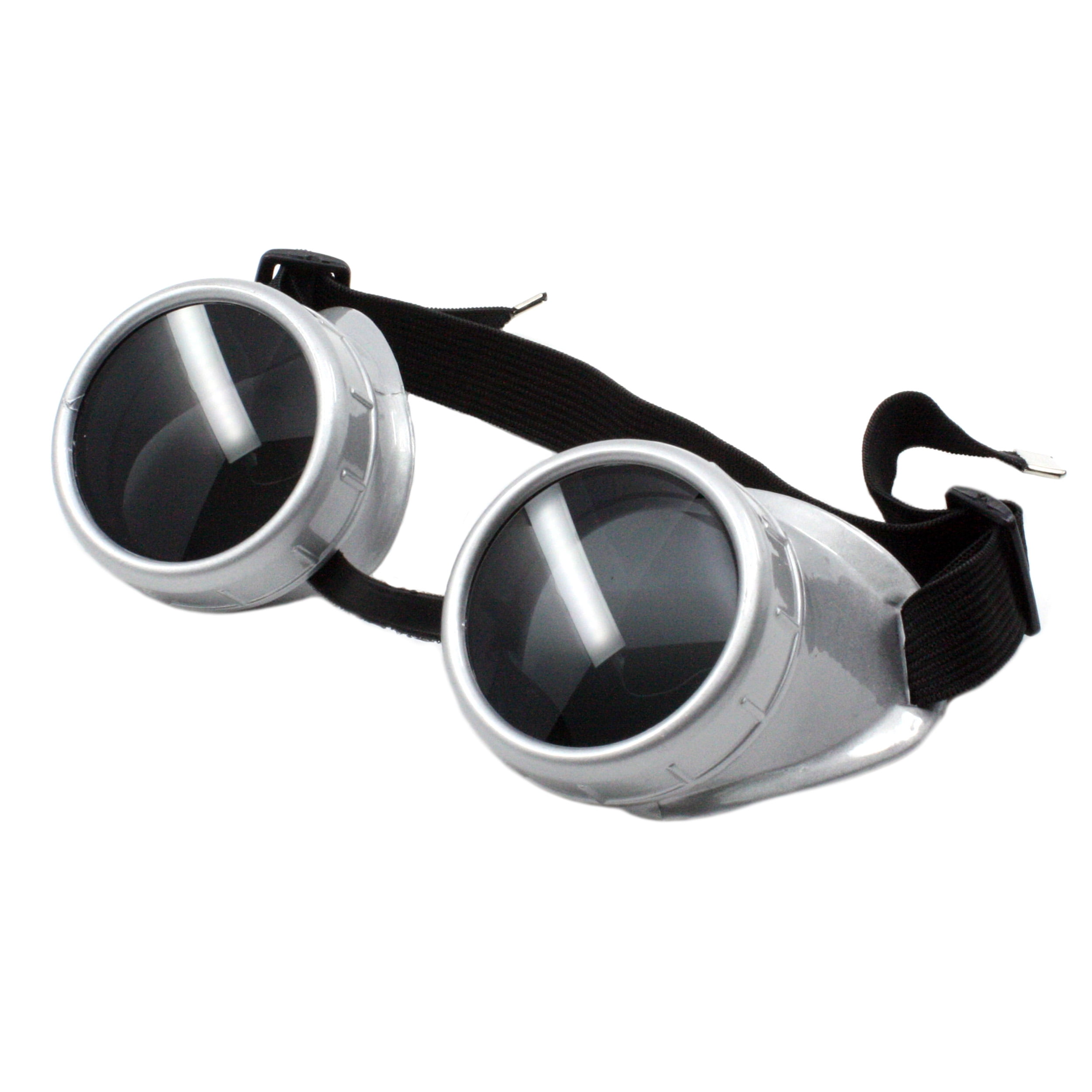 Steampunk Style Goggles Round Circle Adjustable Strap Costume Silver ...