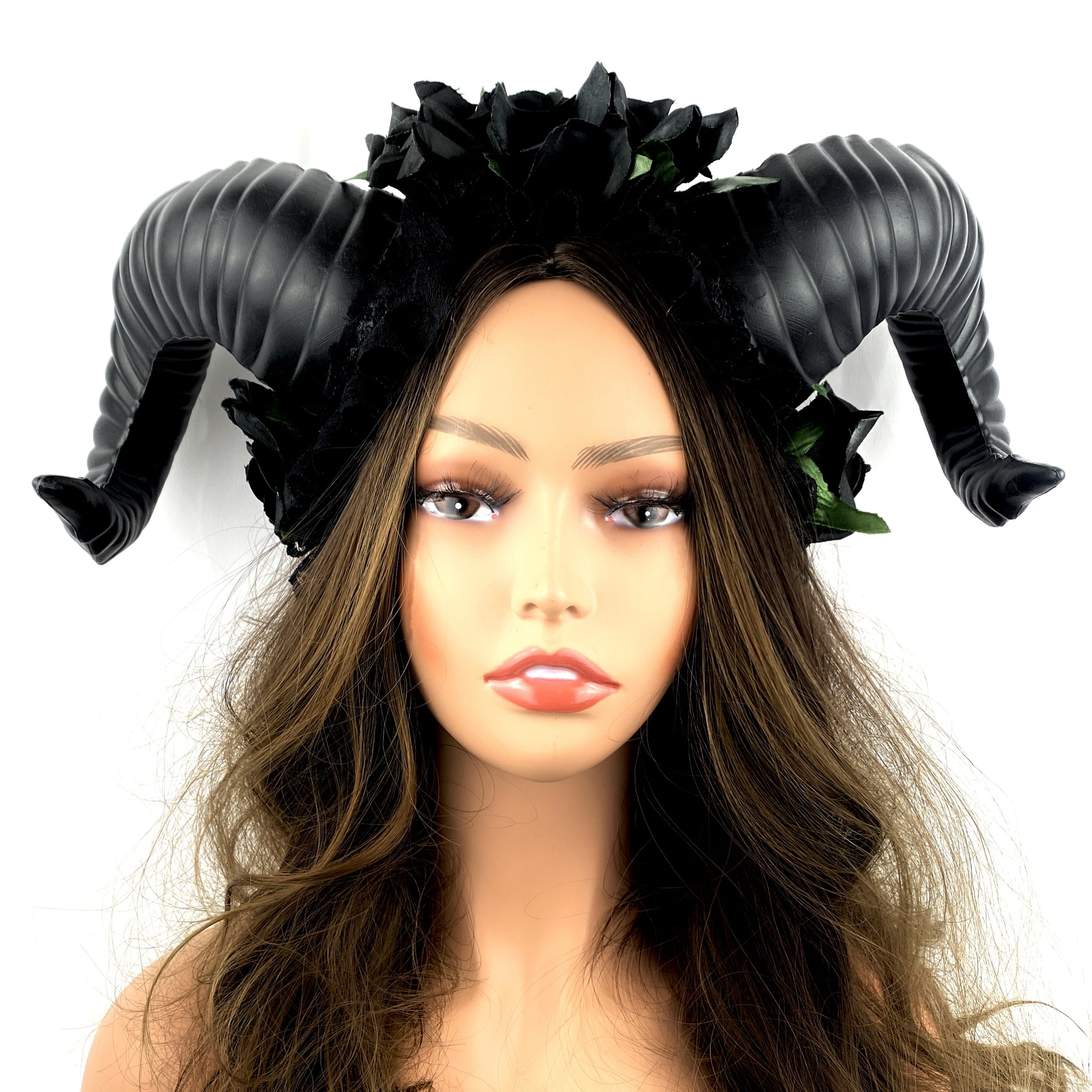 Steampunk Style Luxury Metallic Ram Goat Horn Devil Headband Halloween ...