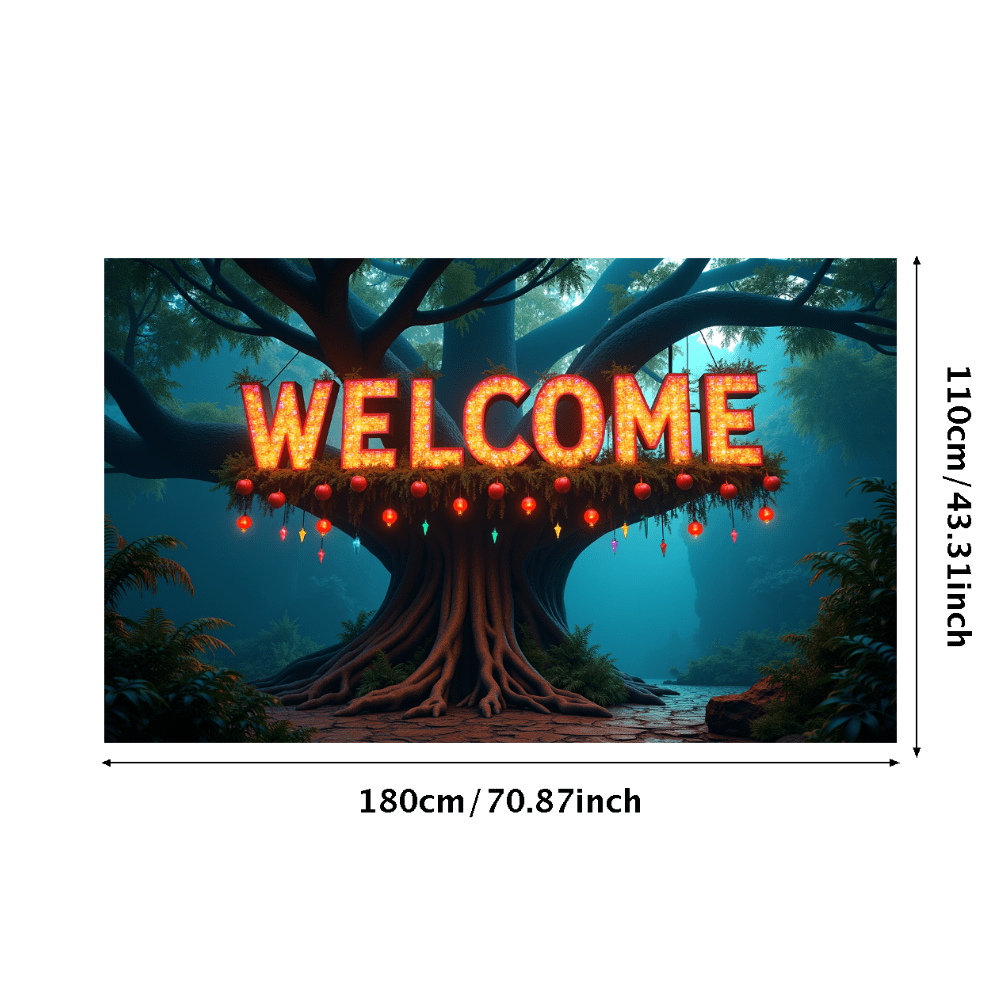 Steampunk Style Neon Welcome Banner Party Decorations Backdrop ...