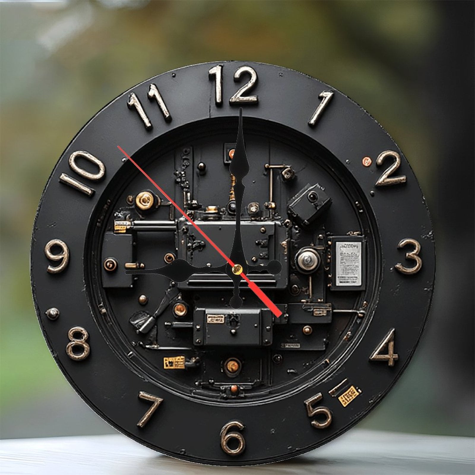 Steampunk Style Wall Clock Mechanical Gear Clock 10-Inch Silent Wooden ...