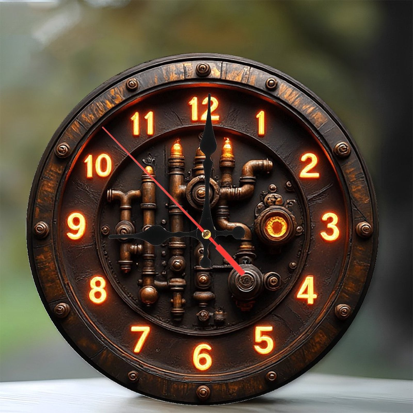 Steampunk Style Wall Clock Vintage Clock Metal Clock 10-Inch Silent ...