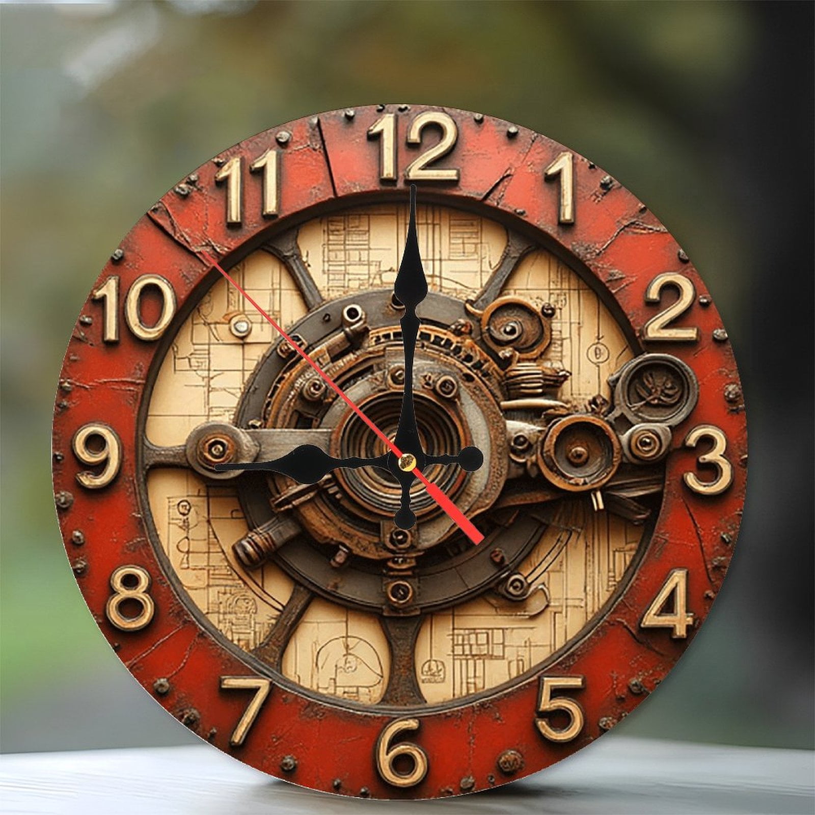 Steampunk Style Wall Clock Vintage Gear Clock Roman Numerals 10-Inch ...
