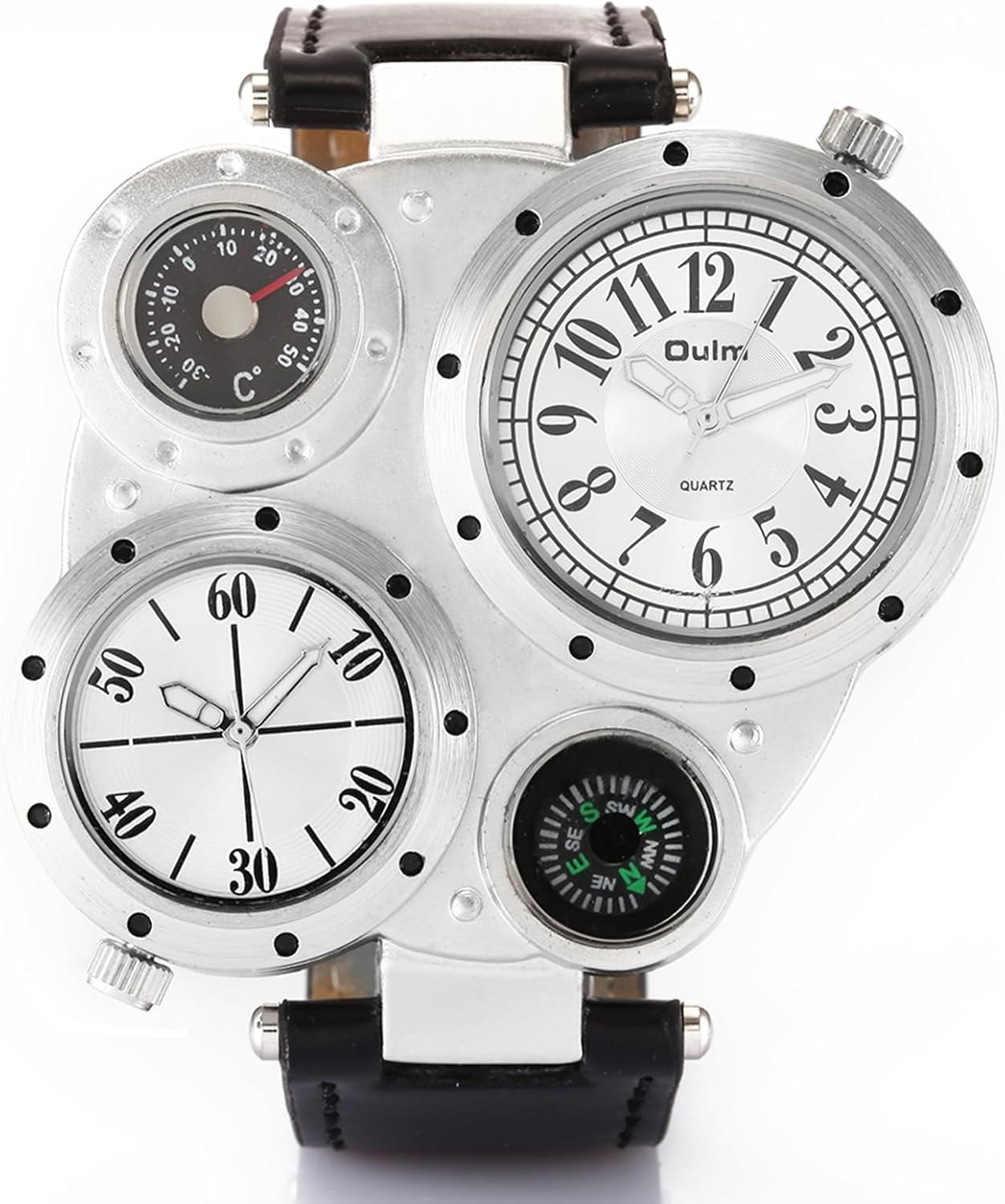 Steampunk Stylish Oversize Watches for Men, Unique 4 Dials Dual Time ...