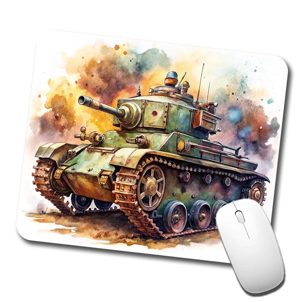 Steampunk Tank Fantasy Sci-fi Watercolor Mouse Pad Low Profile Gaming ...