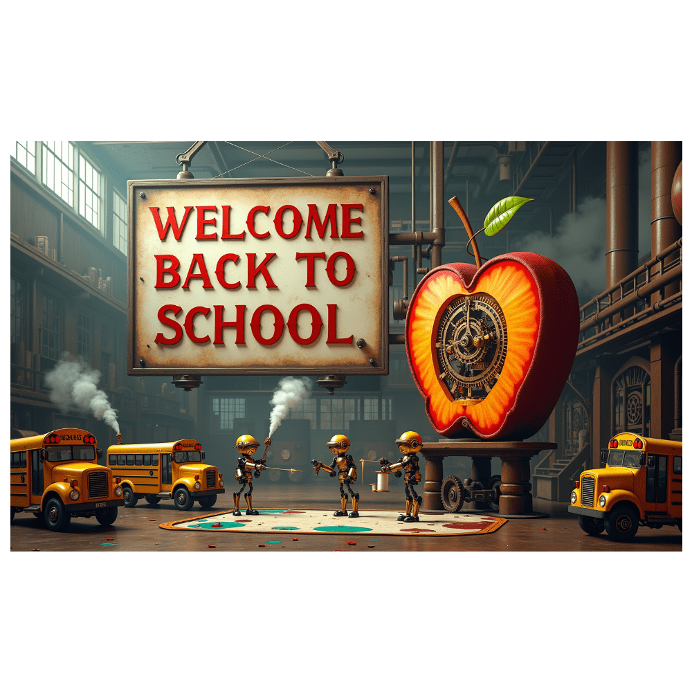 Steampunk Themed Welcome Back to School Banner Backdrop Background ...