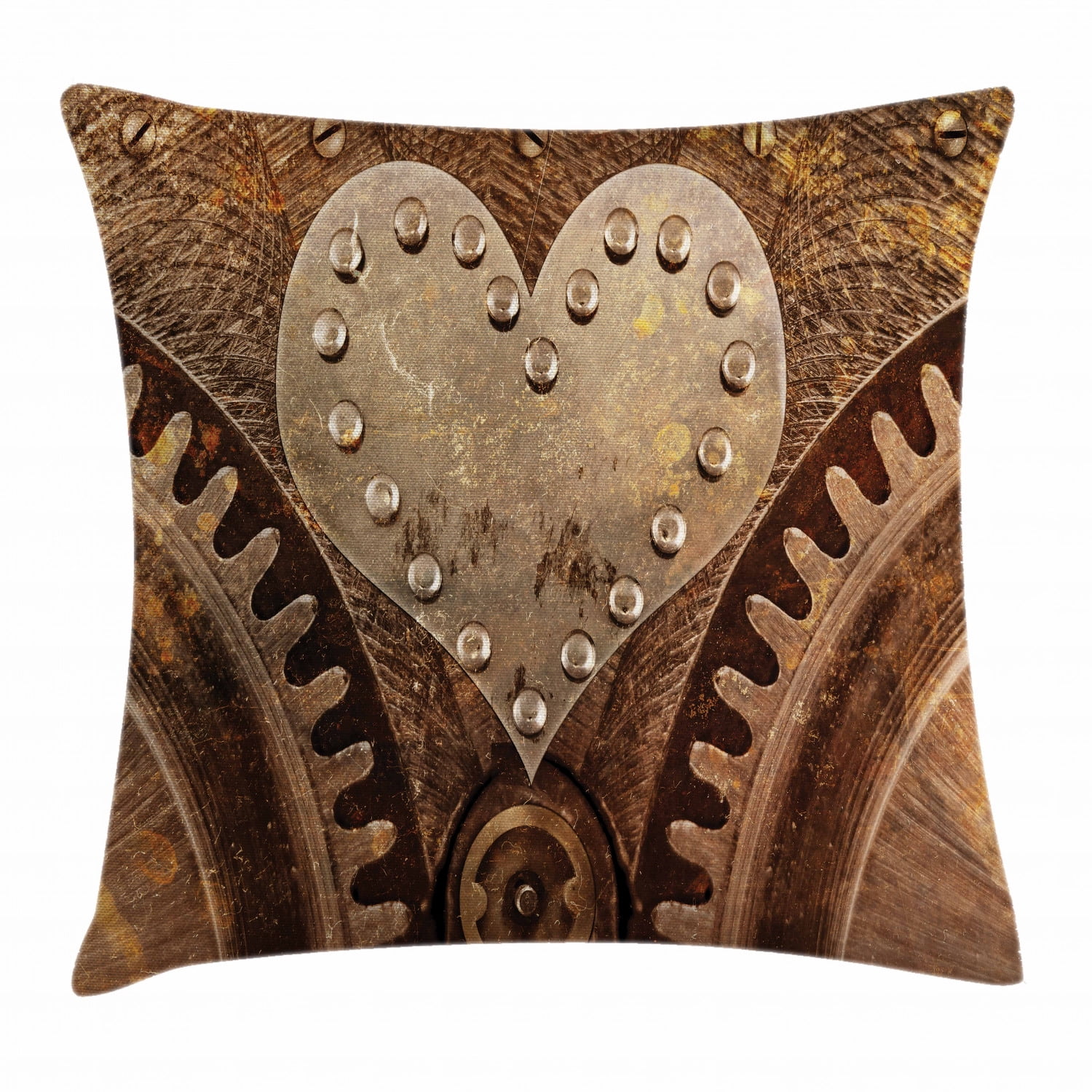 Steampunk Throw Pillow Cushion Cover, Grungy Background with Close Up ...