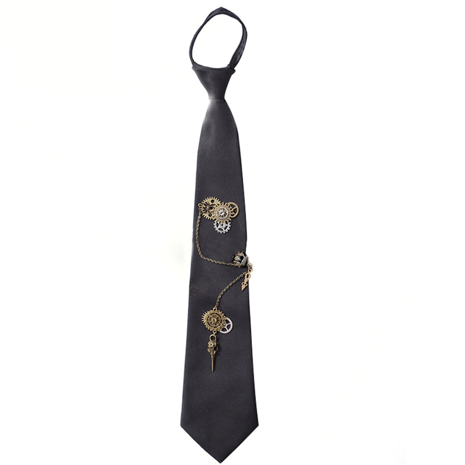 Steampunk Uniform Women Men Adjustable Zipper Pre-Tied Black Necktie ...