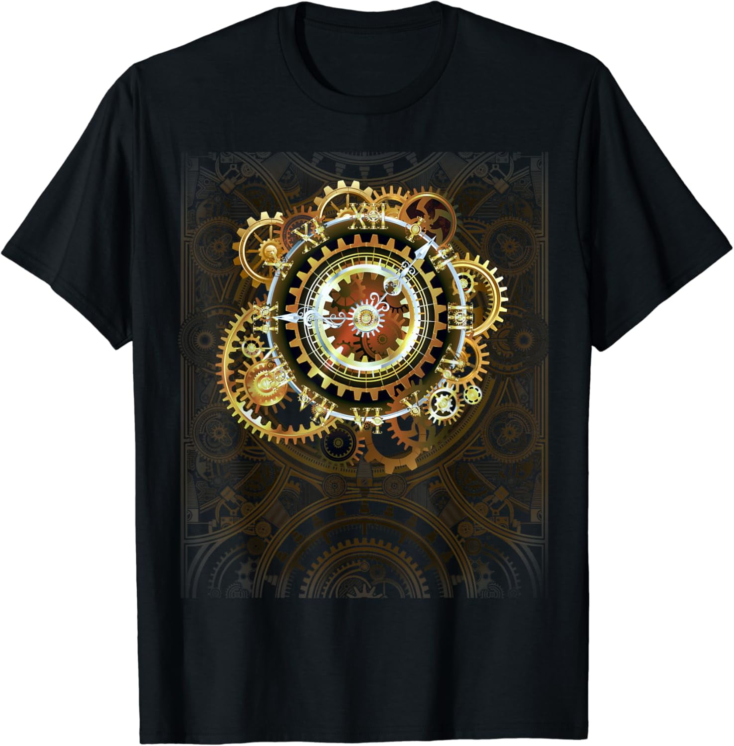 Steampunk Vintage Clock Cogwheel Gears Goth Gift Men Women T-Shirt ...