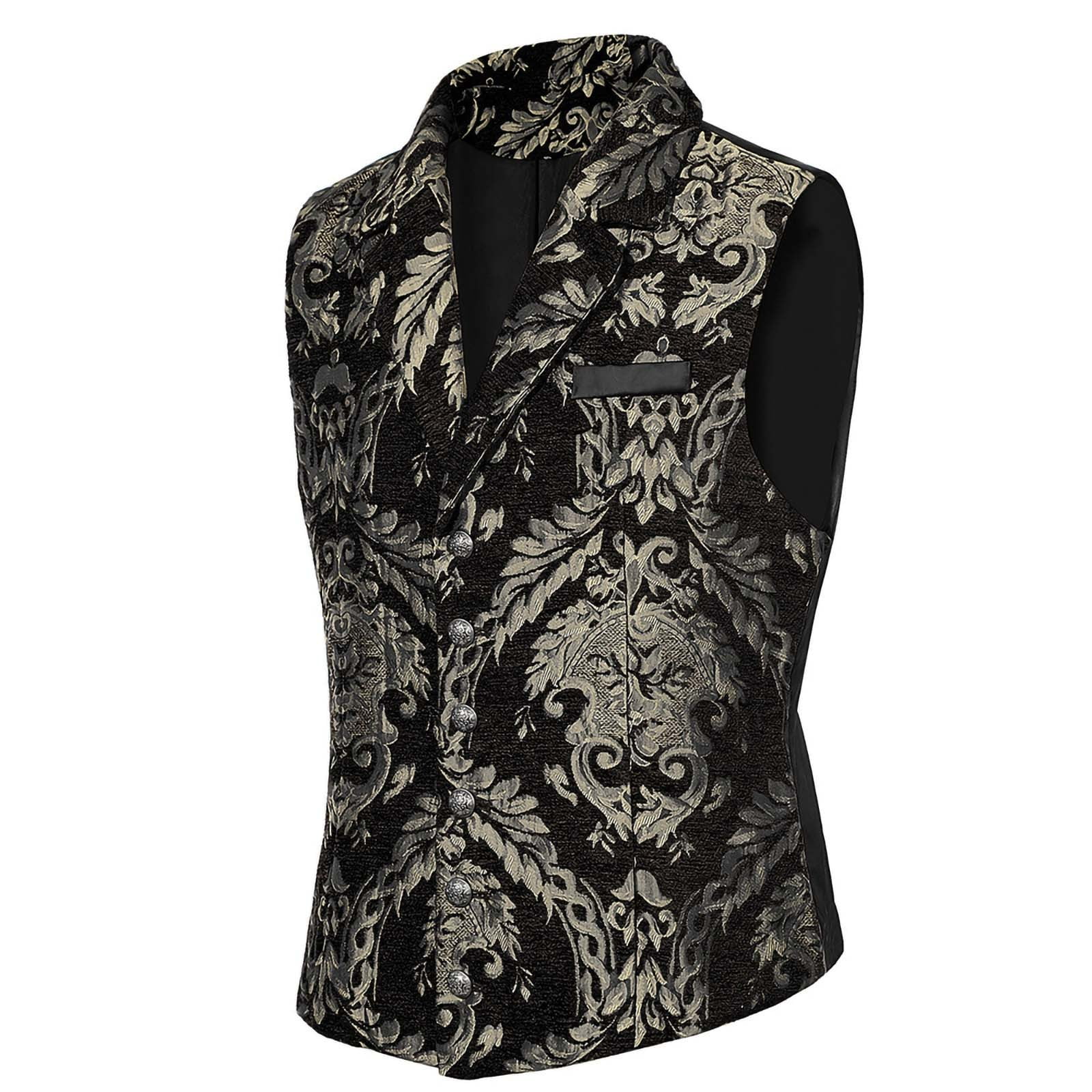 Steampunk Waistcoat Vest Men Gothic Victorian Suit Jacquard Corset ...